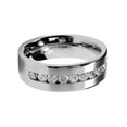 Metal Masters Titanium Men's Wedding Band, 8 MM, with 9 Large Channel Set Cubic Zirconia Stones ...
