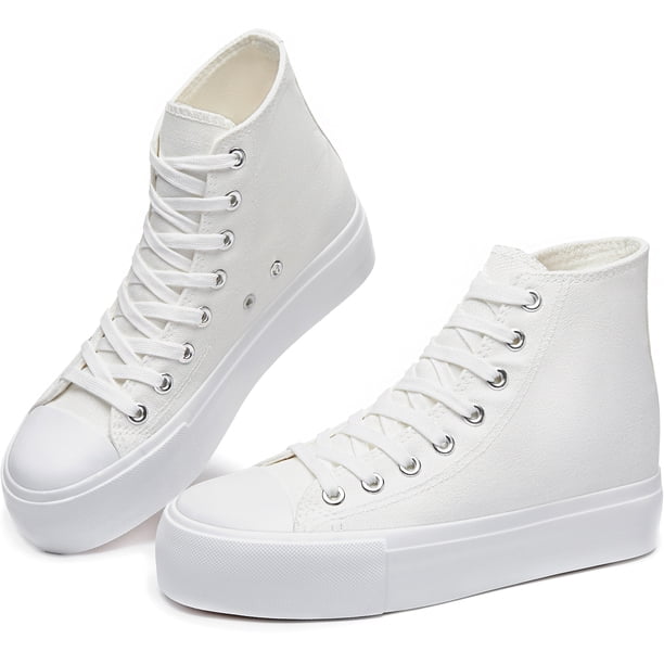 Obtaom Women’s Platform High Top Canvas Shoes Comfy Platform Hi Top ...