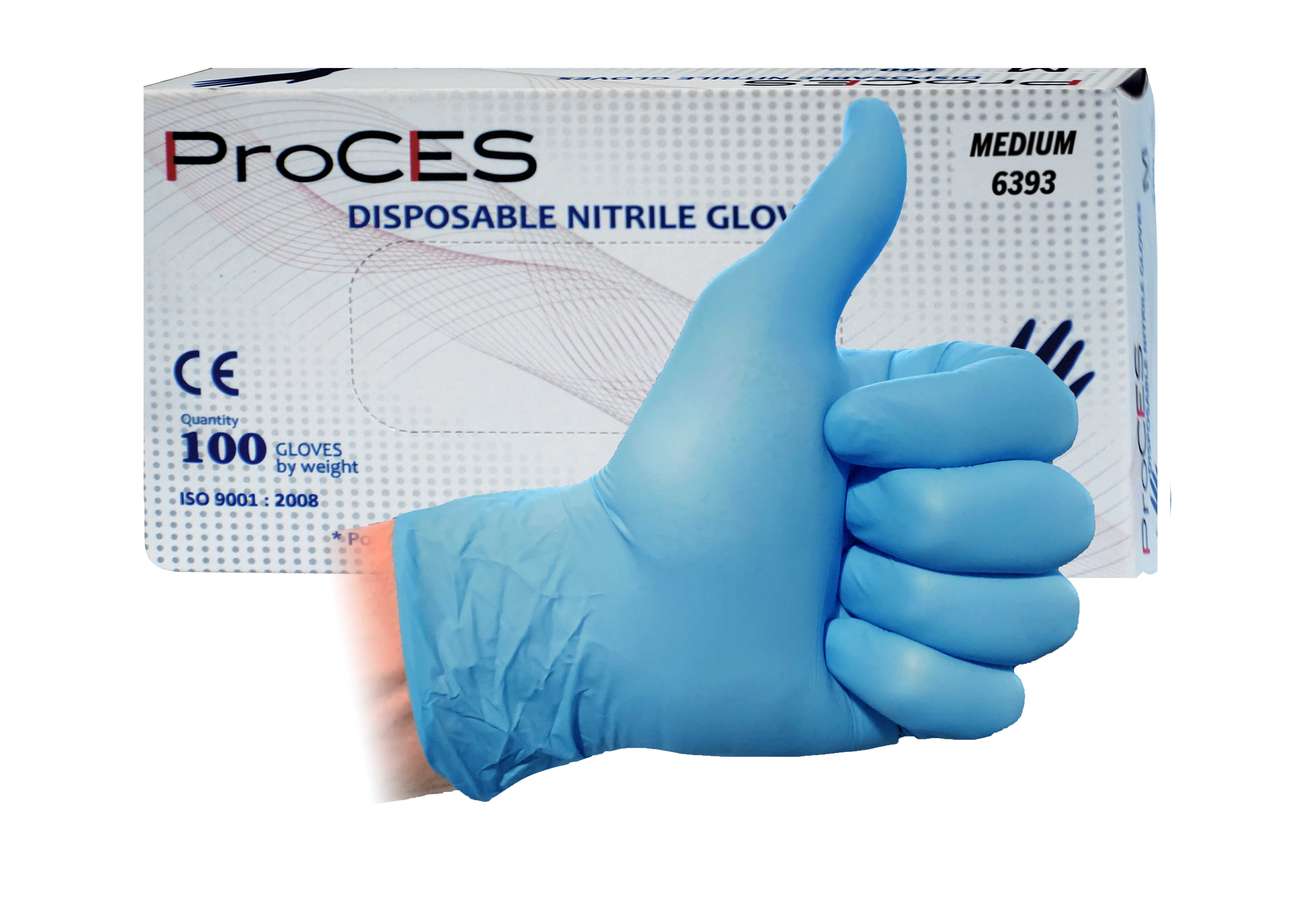 ProCES Disposable Nitrile Gloves - Size Medium- Box of 100 - Nitrile ...