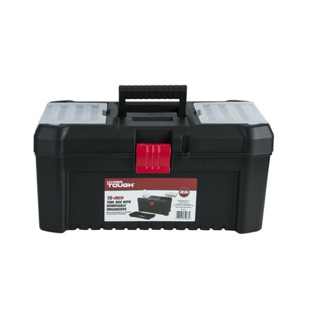 Hyper Tough HYST16341 Black 16" Toolbox with Organizer - Walmart.com