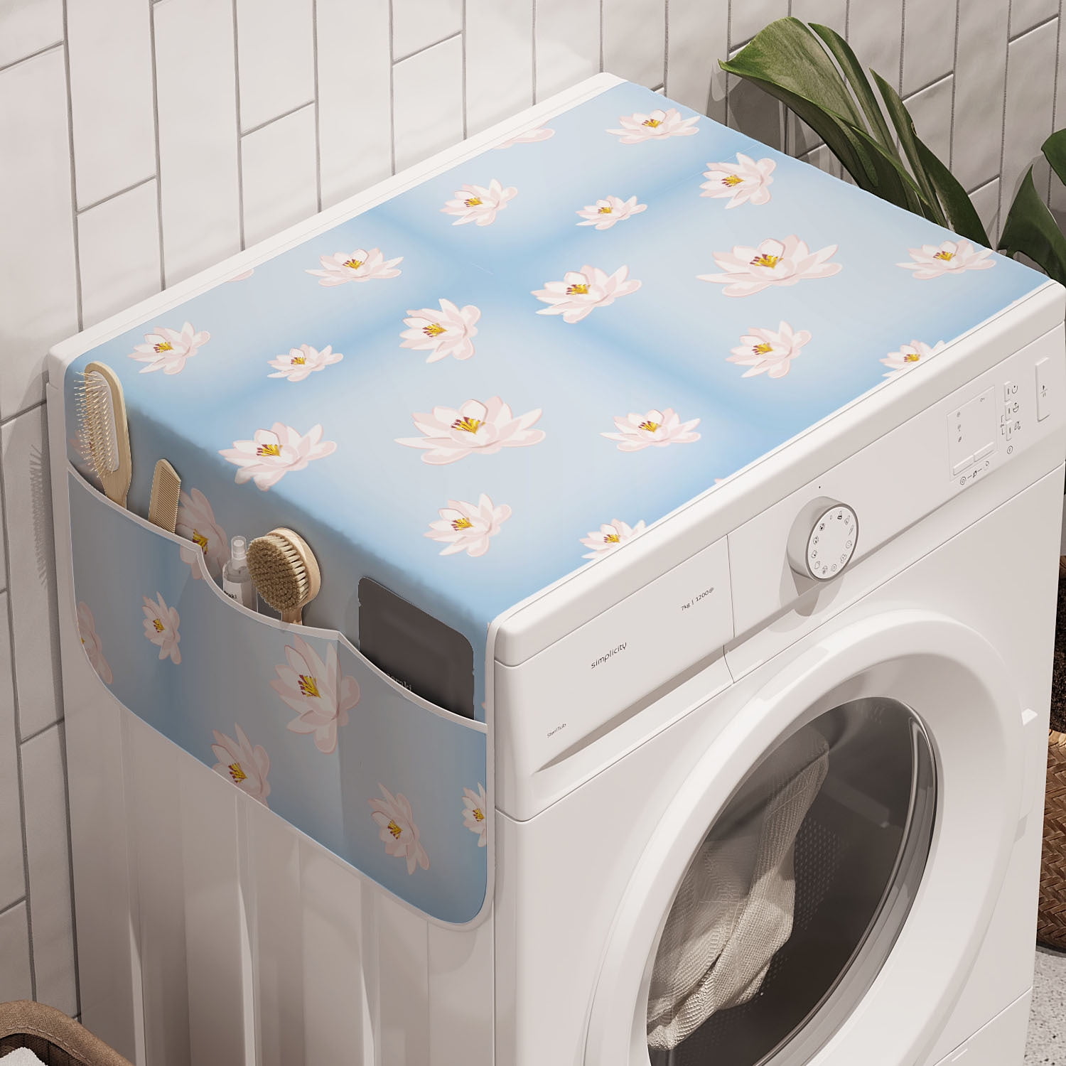 Flower Washing Machine Organizer, Continuous Peaceful Pattern with ...