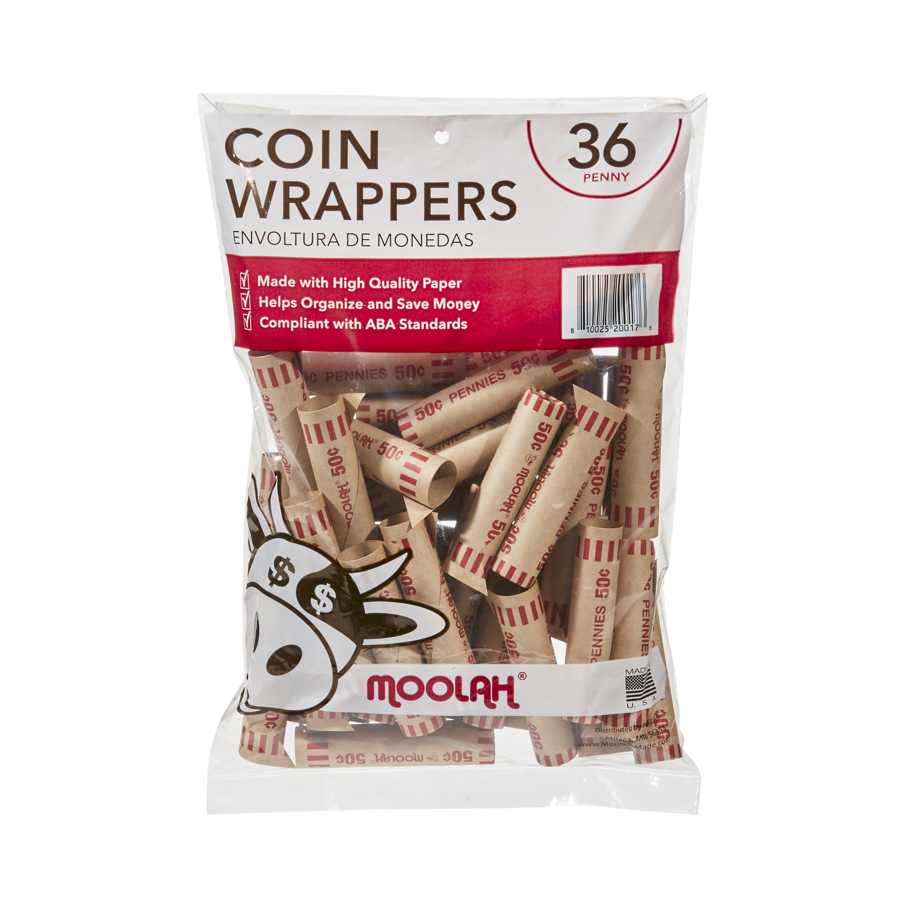 MOOLAH Preformed Paper Penny Coin Wrappers, 36 Count - Walmart.com