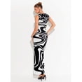 Black And White Swirl Print Sleeveless Bodycon Maxi Dress For Women ...