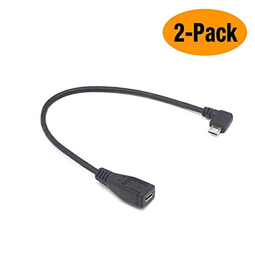 Micro USB Left Angle,Micro USB Extension Cable, 2-Pack 90 Degree Micro ...