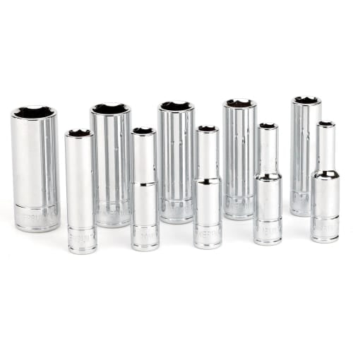 Powerbuilt 10 Piece 1/4 Inch Drive SAE 6 Point Deep Socket Set - 640499 ...