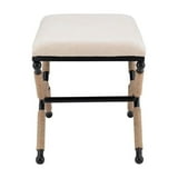 Linon 24x18x18 in. Ashburn Campaign Accent Stool, Linen Upholstered ...