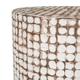 "East at Main Juliette Round White Handmade Coconut Shell Accent Table ...