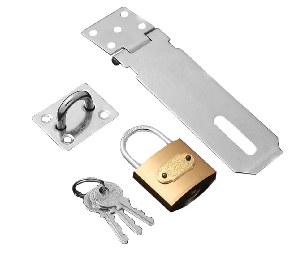 5" Stainless Steel Latch Lock Padlock hasp Set, with Screws and Padlock ...