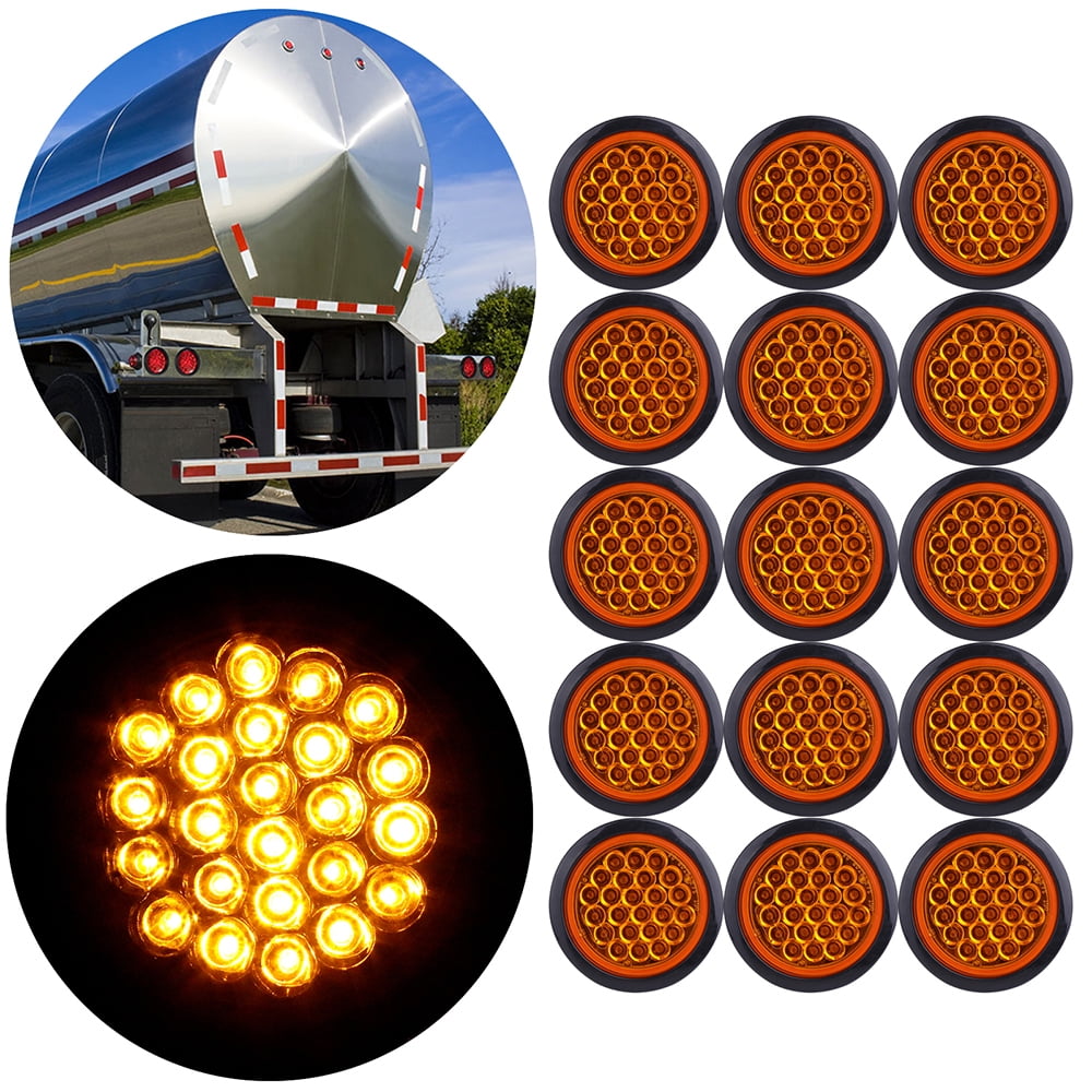 ECCPP Universal Round LED Side Marker Light 4'' Amber 24LED Truck Side ...