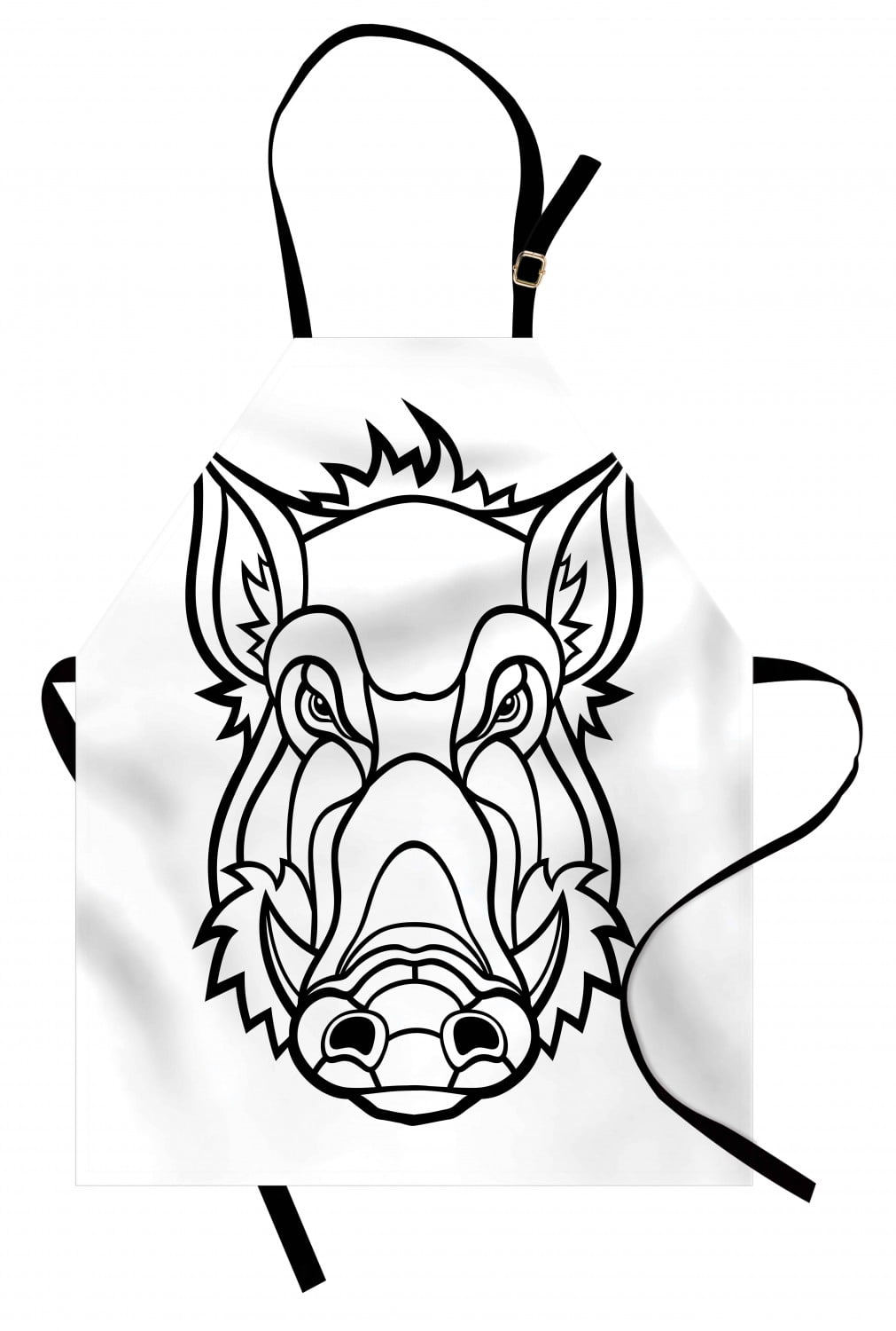 Razorback Apron, Uncolored Outline Design Drawing of Wild Boar Pig Head ...