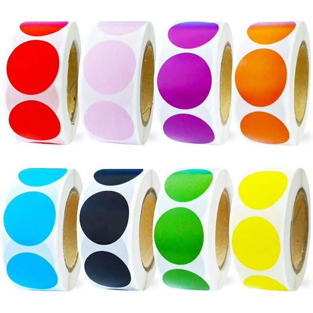 4000 Pieces 1 Inch Round Removable Color-Code Dot Stickers Color Coding ...