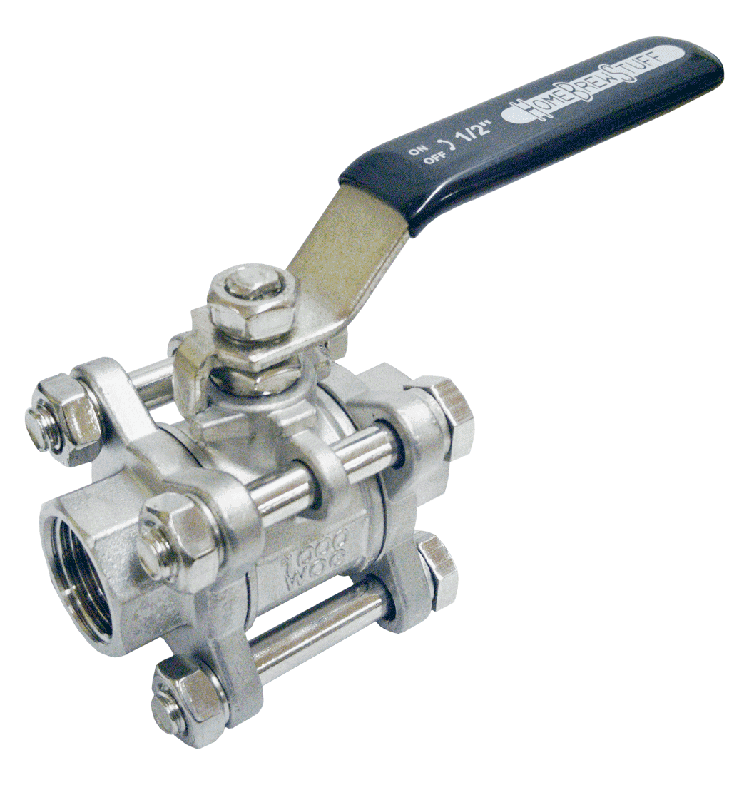 Homebrewstuff 1/2" 3 Piece Ball Valve Sanitary Stainless Steel Homebrew ...