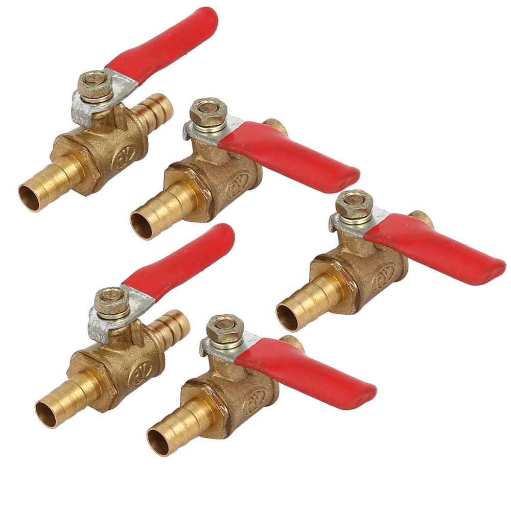 1/4-inch Dia Brass Lever Handle Hose Pipe Connectors Barb Ball Valves ...