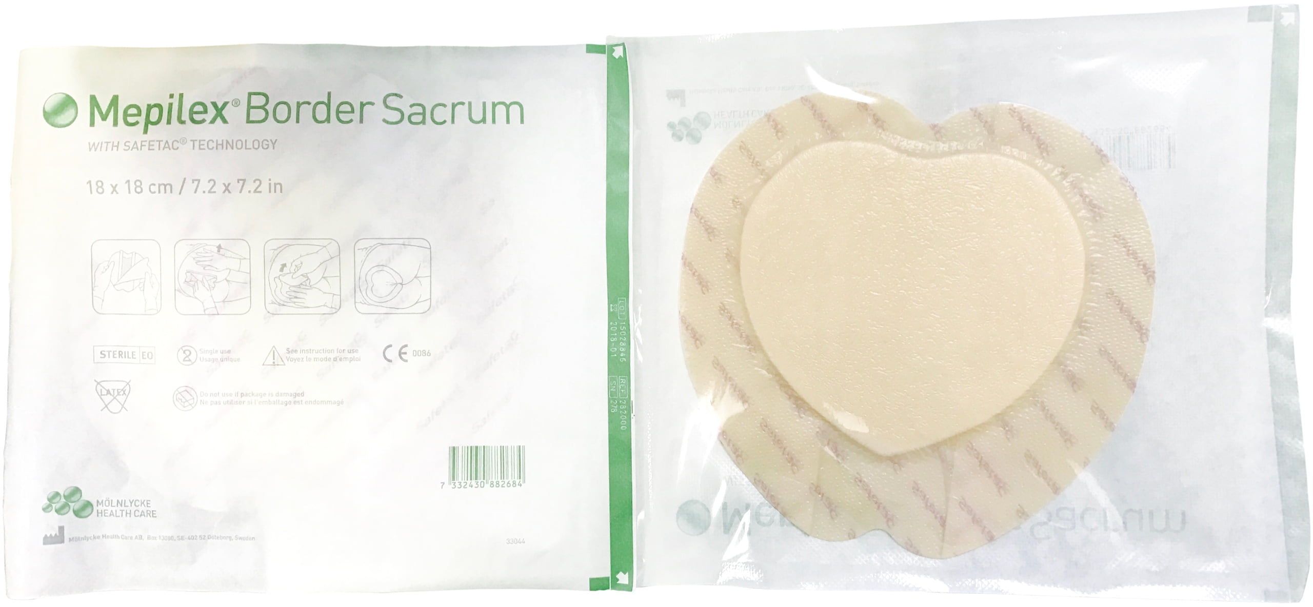 Mepilex 282000 Bordered Sacrum 7.2" x 7.2" Foam Dressing - Box of 5 ...