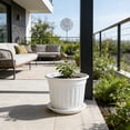 chaungfeng 7.1 Inch Plastic Planters with Drainage and Saucers, Large ...
