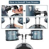 MCH Full Size 5-Piece Adult Drum Set with Double Percussion and Bass ...