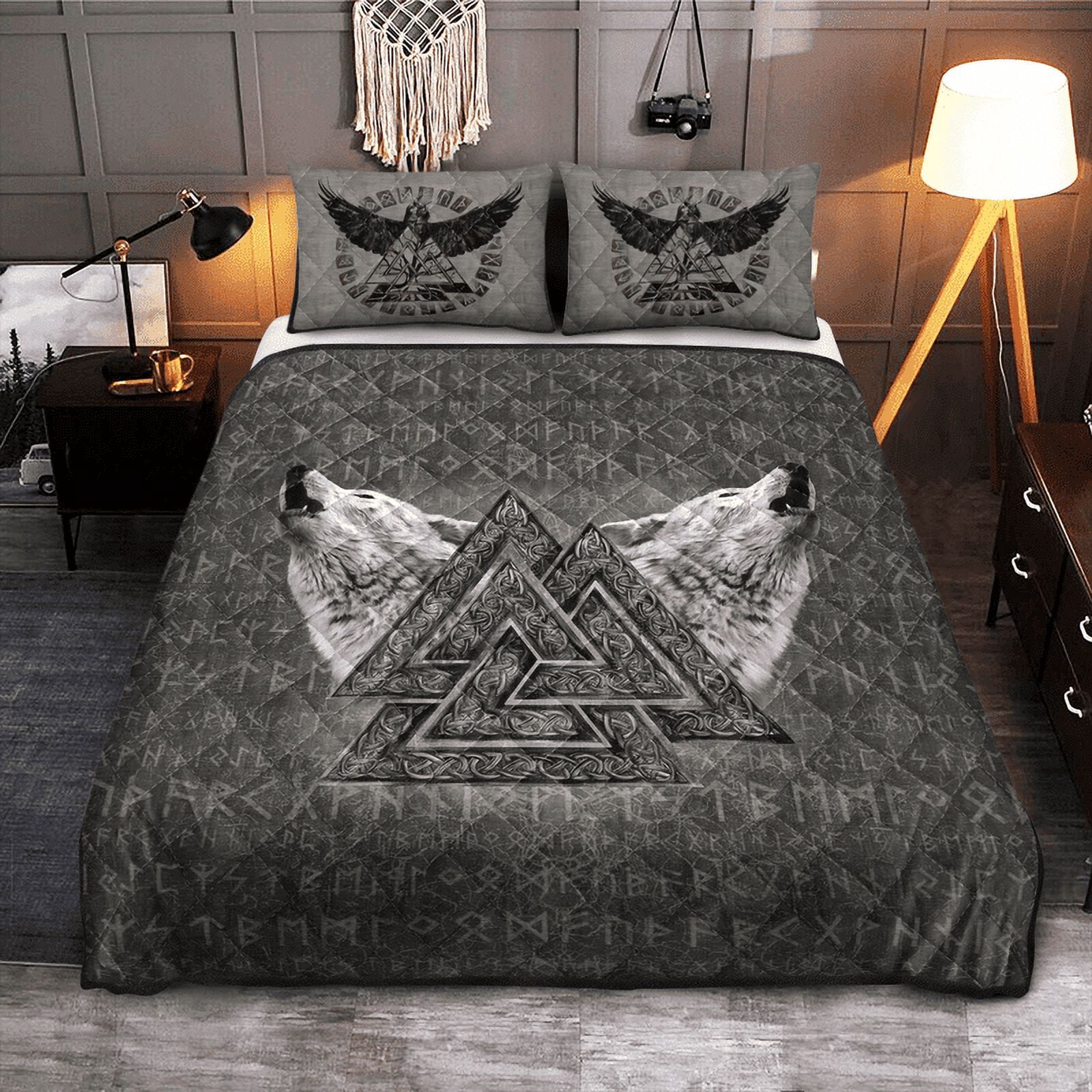 Viking Doona Cover - Viking Quilt Bed Set - Wolf Valknut Rlt12 ...