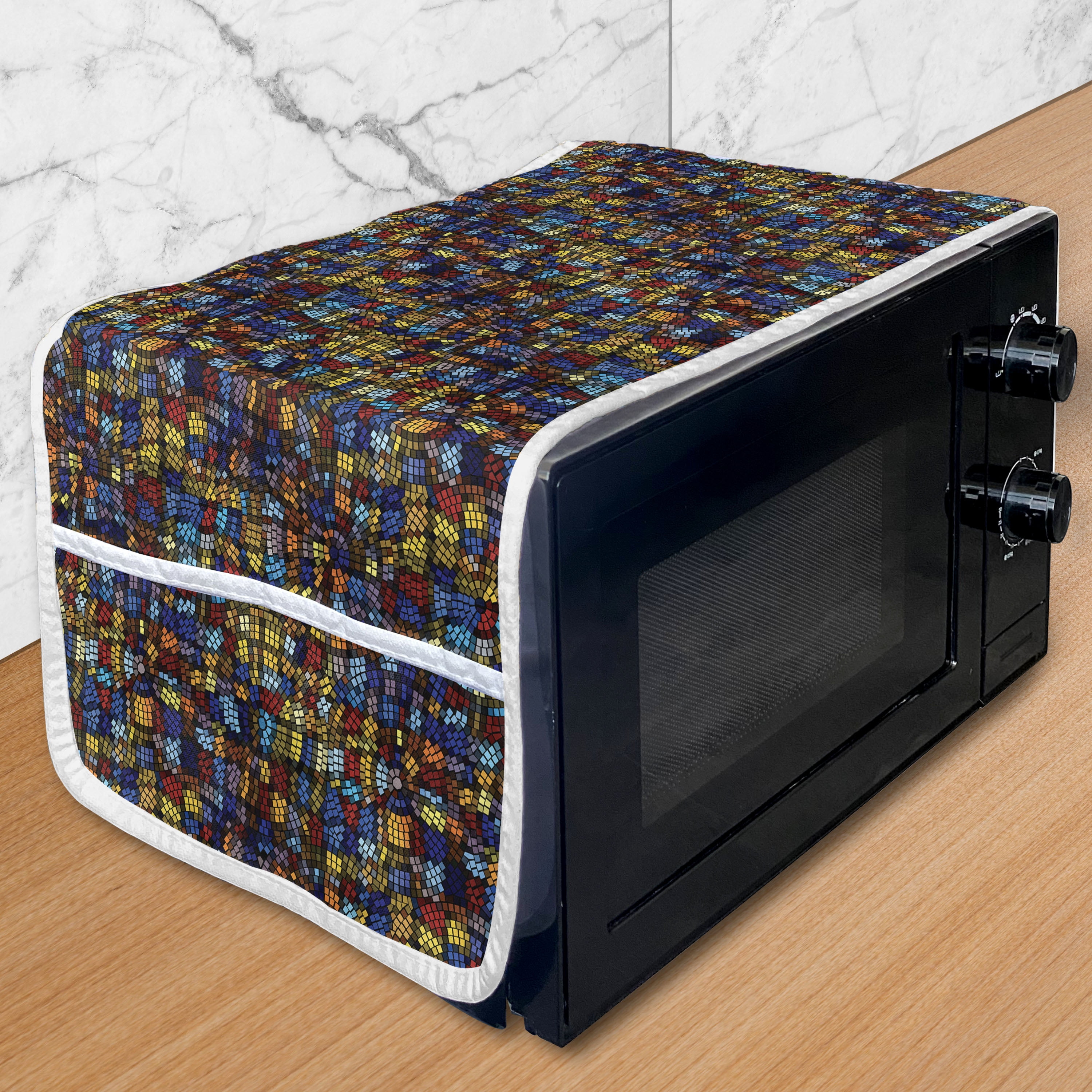 Antique Microwave Oven Cover, Victorian Medieval Mosaic Tiles Pattern ...