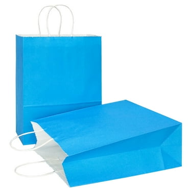AZOWA Blue Gift Bags Mini Small Blue Kraft Paper Bags with Handles (4 x ...