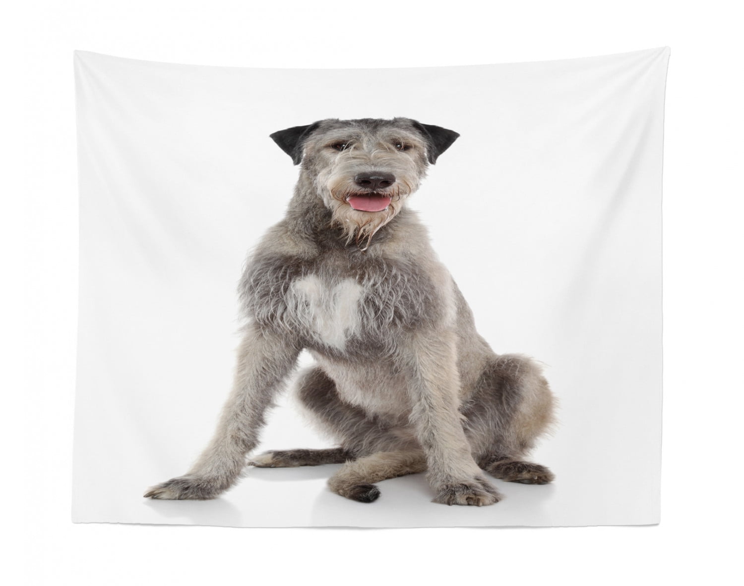 Irish Wolfhound Tapestry, Side View of Greyscale Cartoon Illustrated ...