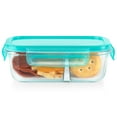 Pyrex MealBox 2.3-cup Divided Glass Food Storage Container with Blue ...