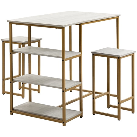 HOMCOM 3 Piece Bar Table Set, Modern Pub Dining Table Set for 2 ...