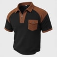 COSFO Mens Polo Shirts Short Sleeve Waffle with Pocket Colorblock ...