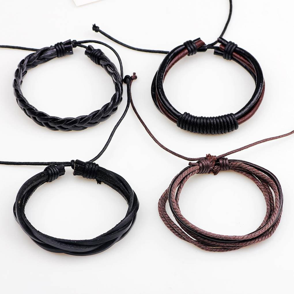 Click here for Zheelen 4pcs/Set Men Boys Leather Bracelet Woven B... prices