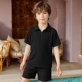 Boys Shorts Set Youth Leisure Basic Clothing Set Collared Short Sleeve ...