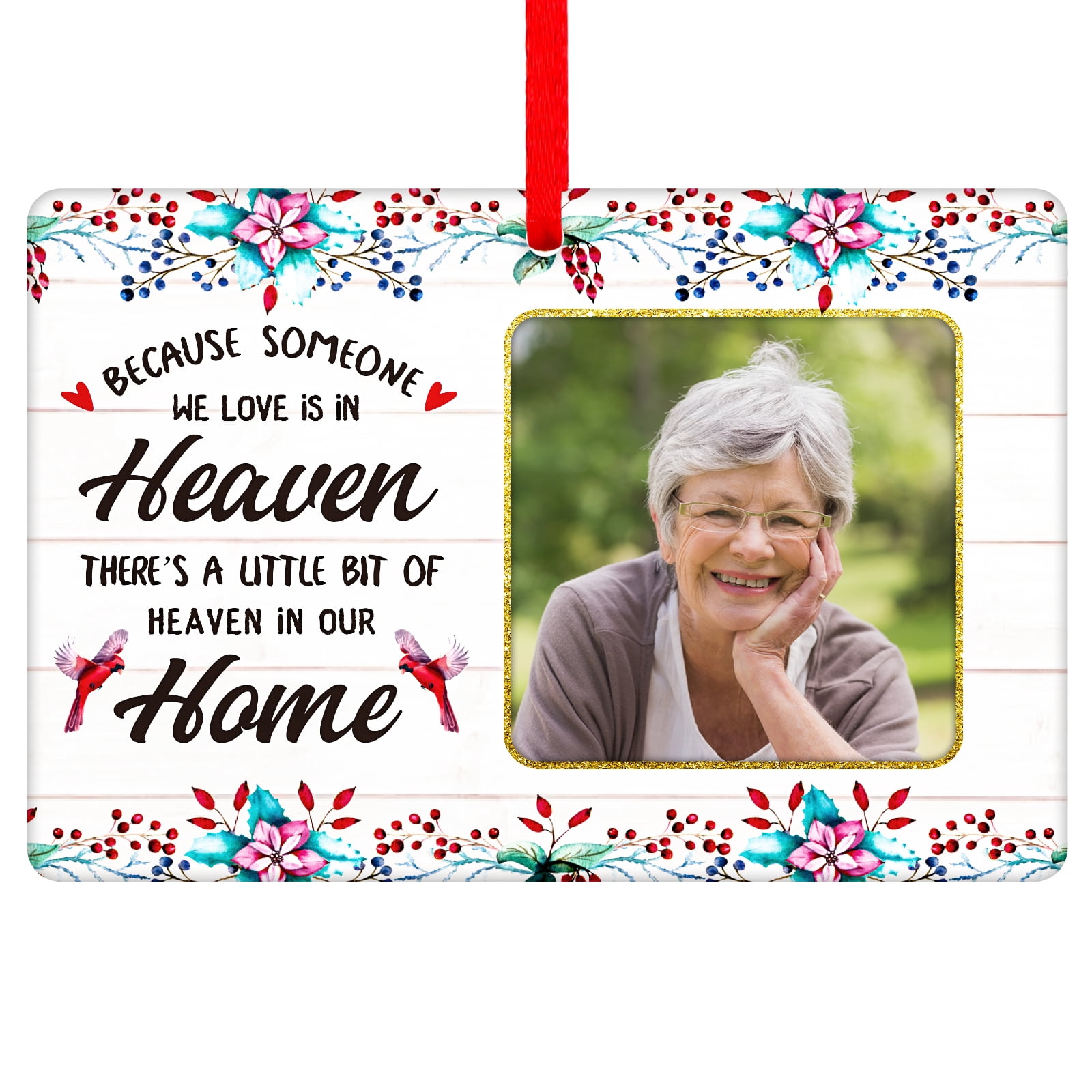 WaaHome Red Cardinal Christmas Picture Frame Ornament in Memory of ...