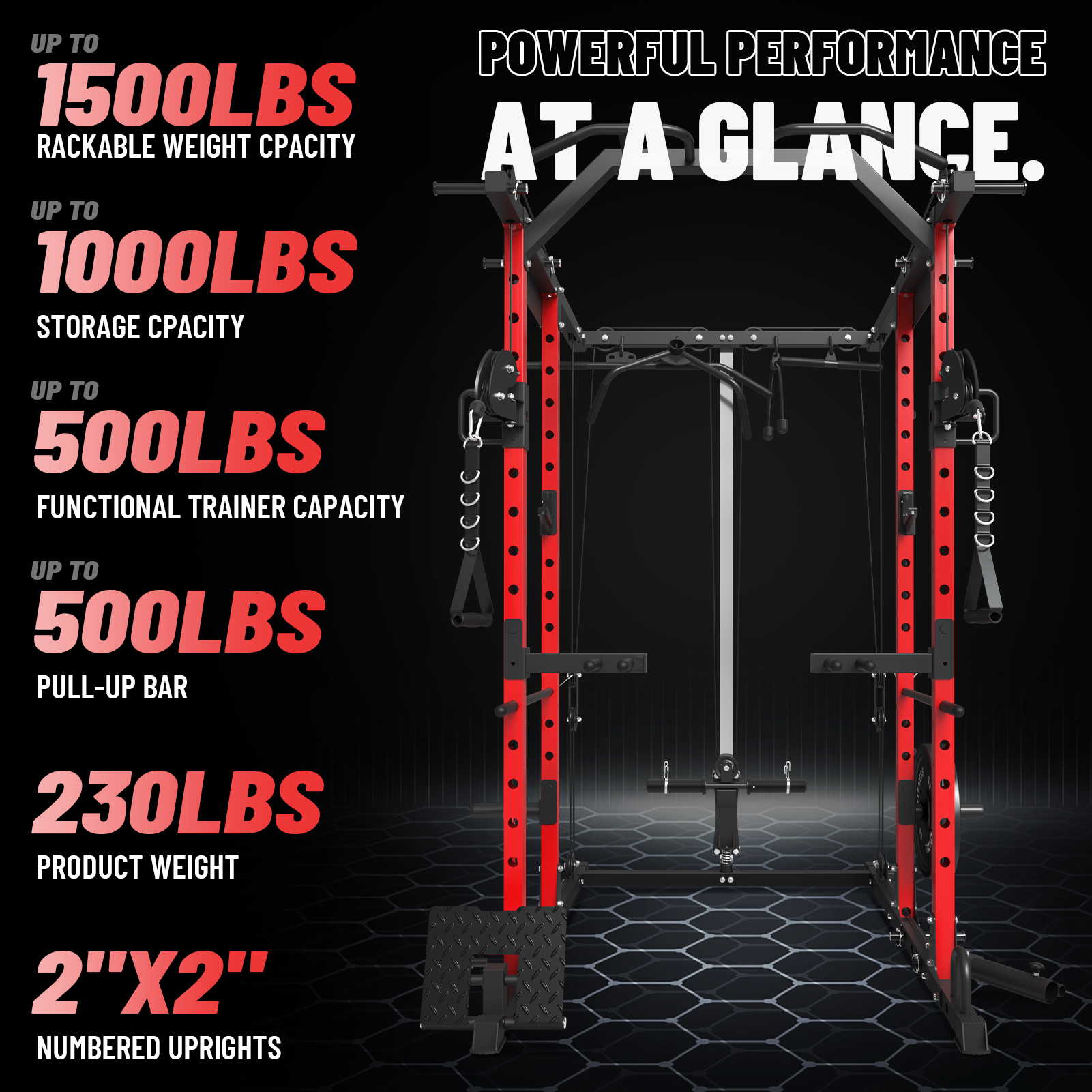 Mikolo Power Rack Cage with Cable Crossover Machine for Home Gym in ...