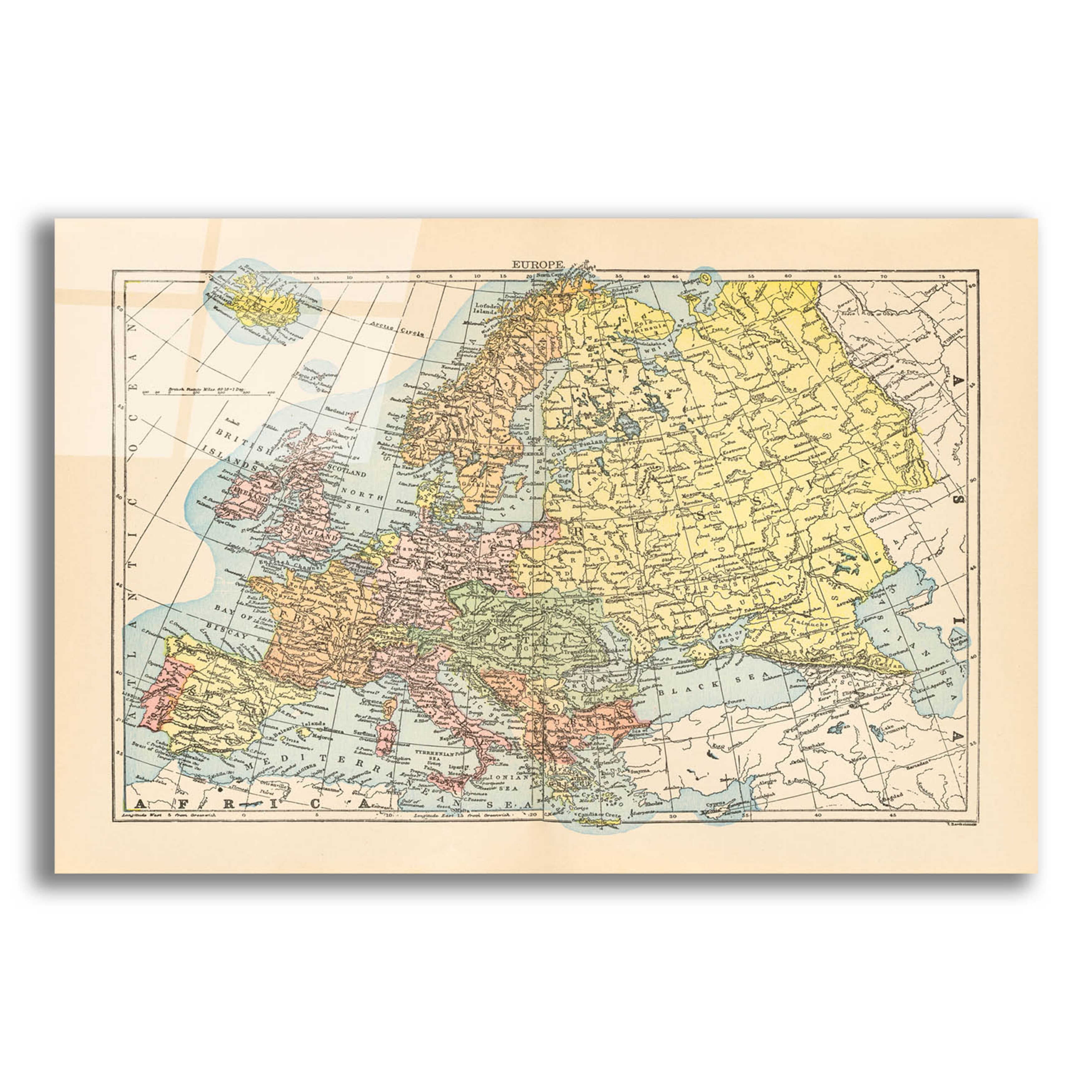 Epic Art 'Map of Europe' by Wild Apple Portfolio, Acrylic Glass Wall ...