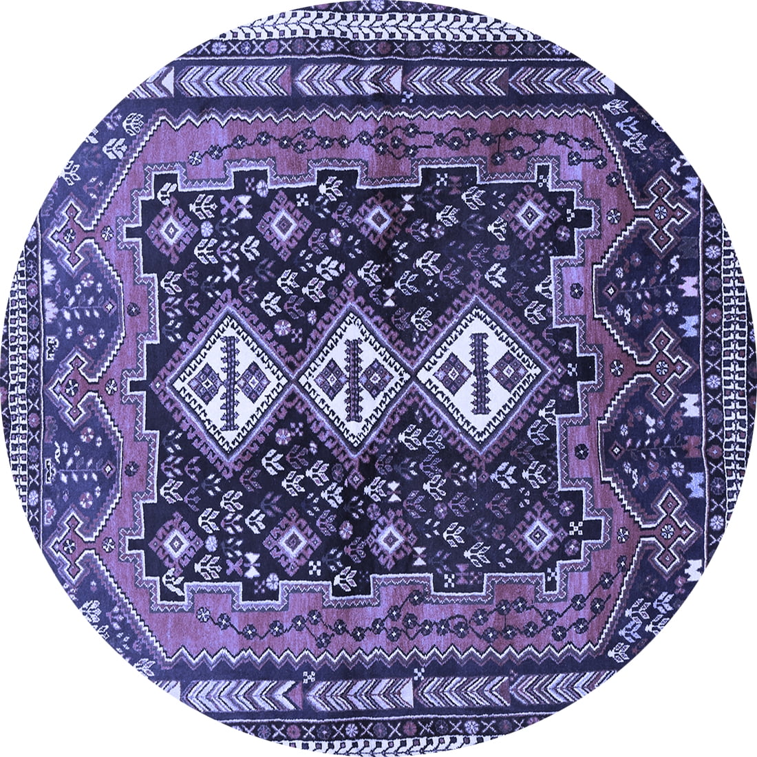 Ahgly Company Indoor Round Persian Blue Traditional Area Rugs, 8' Round ...