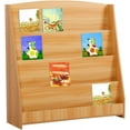 Nisorpa 4 Tier Kids Bookshelf, Wooden Book Display Rack for Playroom ...