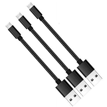 Short Micro to USB A Cable Nylon Braided 5 Pack (Black) - Walmart.com