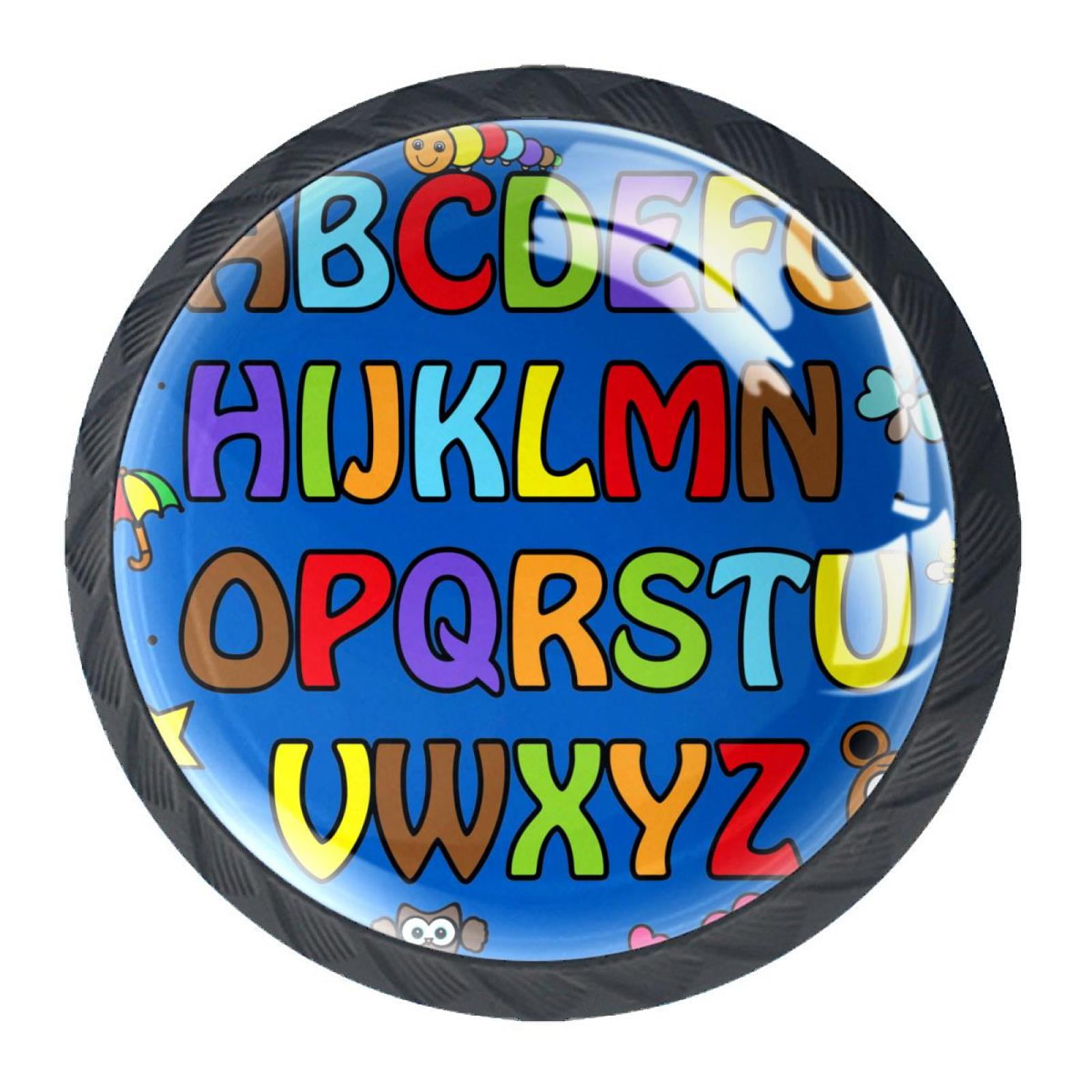 4 Pcs Alphabet Blue Knobs for Kitchen Cabinet Cupboard Dresser Bookcase ...