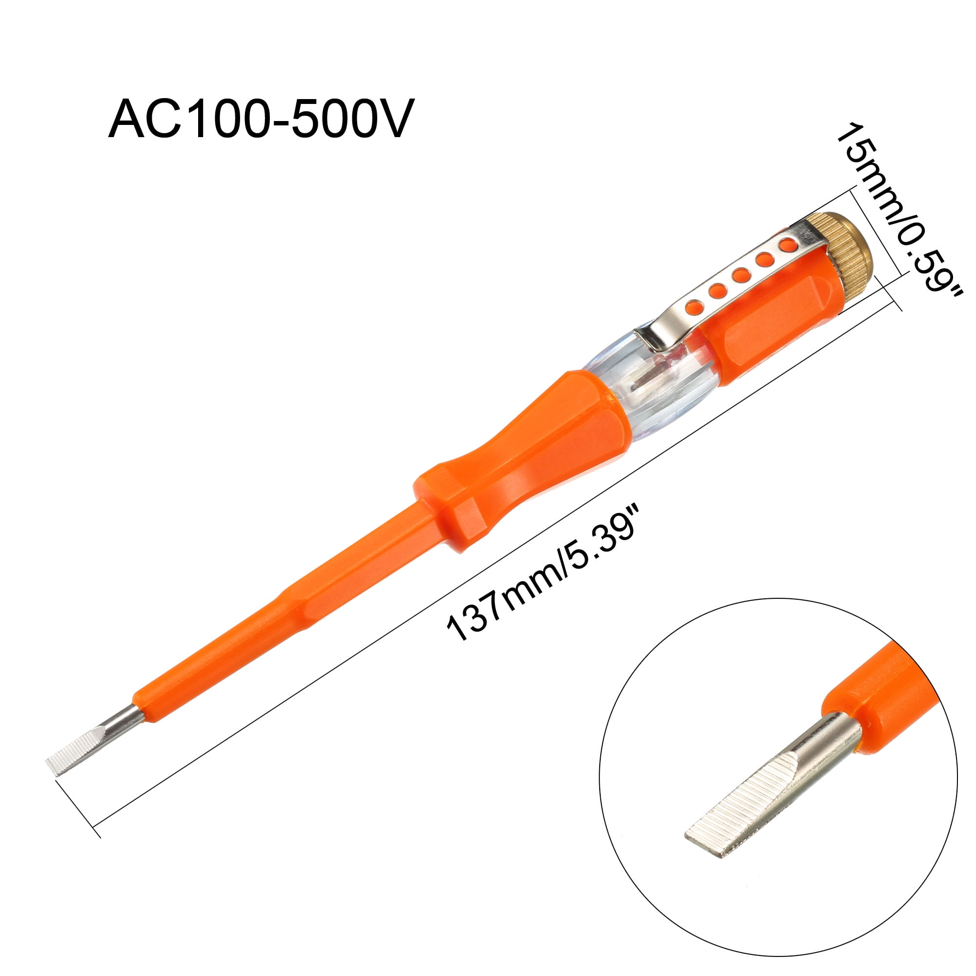 Voltage Tester Pen Screwdriver , AC100-500V Neon Tube Display 3mm ...