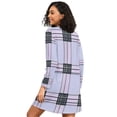Black and Light Purple Plaids Women's Long Sleeves Nightgowns Sleepwear ...
