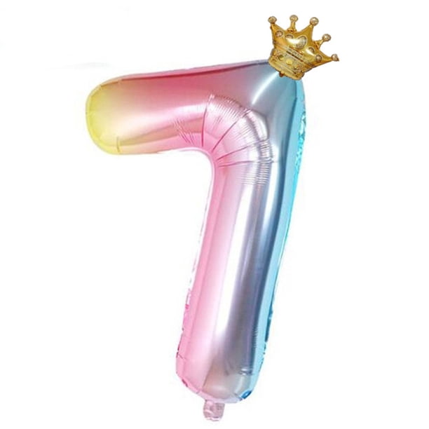 Aluminum Foil 32 Inch Crown Number Balloons Gradient Color Birthday ...