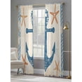 Blue Anchor Summer Ocean Starfish Chiffon Sheer Curtains 84 Inches Long ...