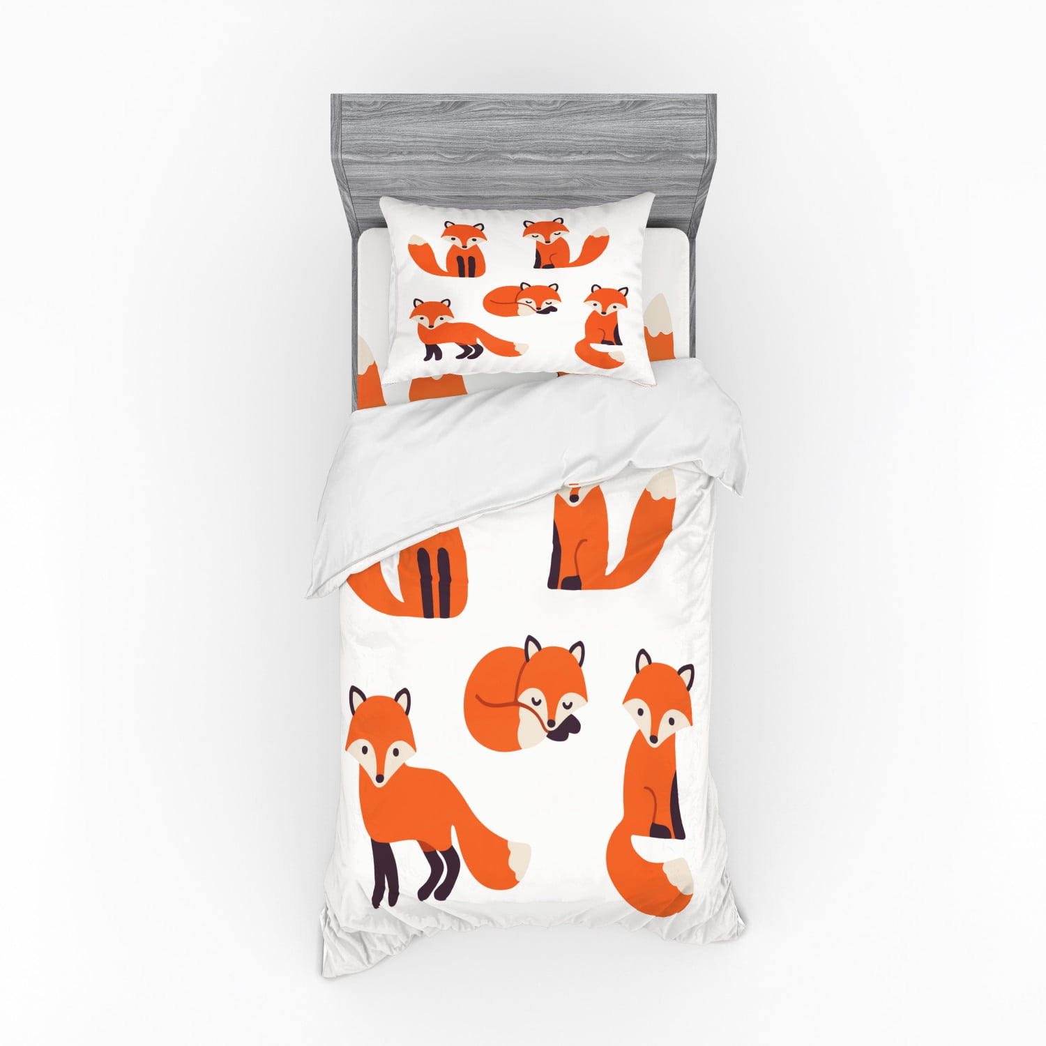 Ambesonne Fox Bedding Set 3 Pcs, Simple Style Cartoon Animals, Twin XL ...
