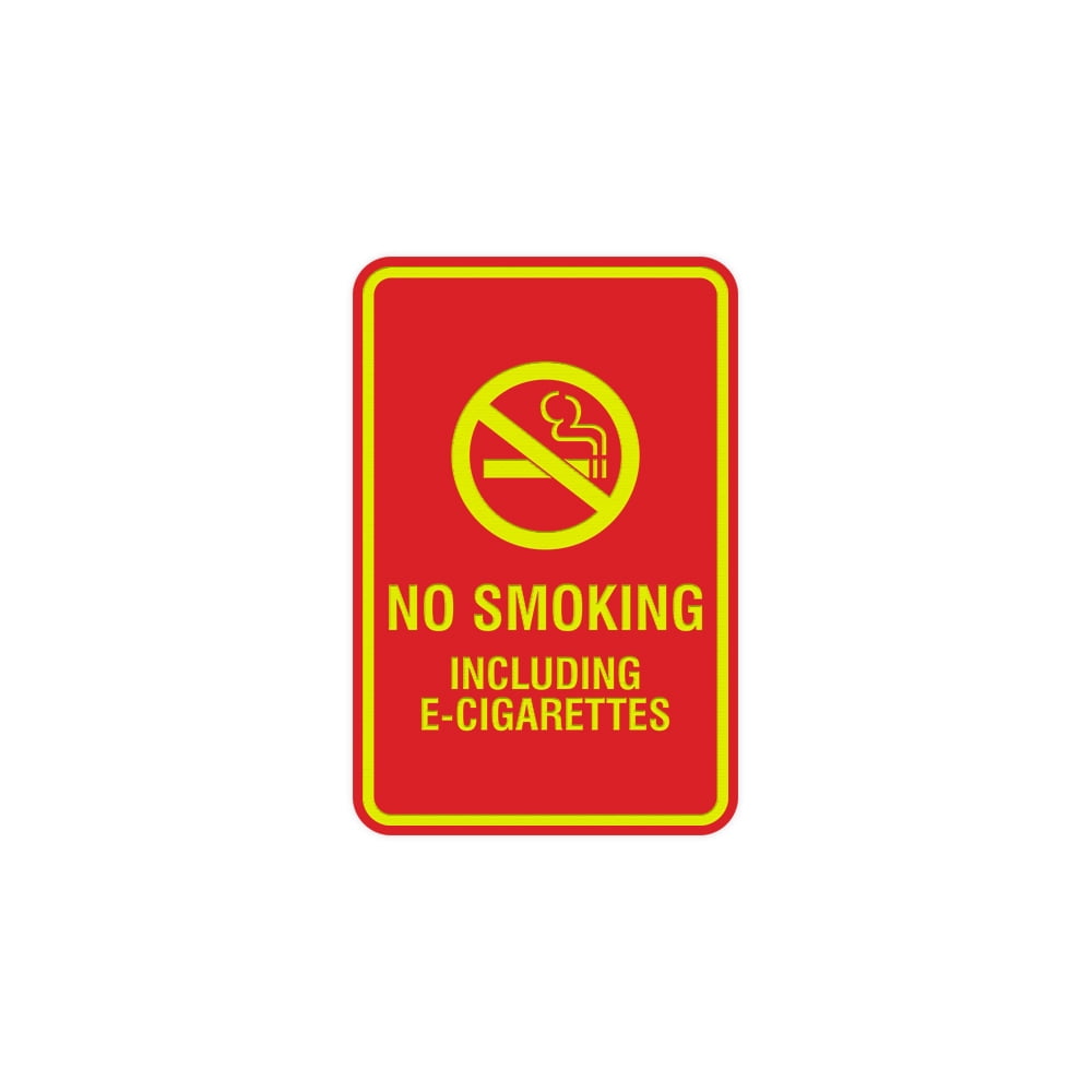 Portrait Round No Smoking Including E-Cigarettes Sign (Red/Yellow ...
