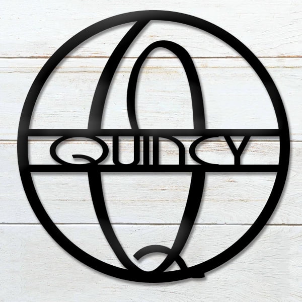 Master Circle Single Letter Monogram with Name in Circle Black - 14" Q ...