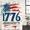 Anniversary USA Flag Bathroom Shower Curtains with 12 Hooks Polyester ...