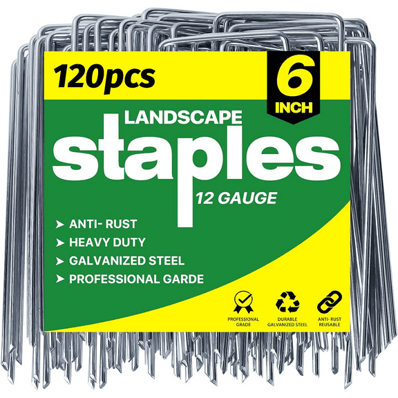 12 Inch Garden Staples, Galvanized Steel Landscape Stakes 20/50/100/200 ...