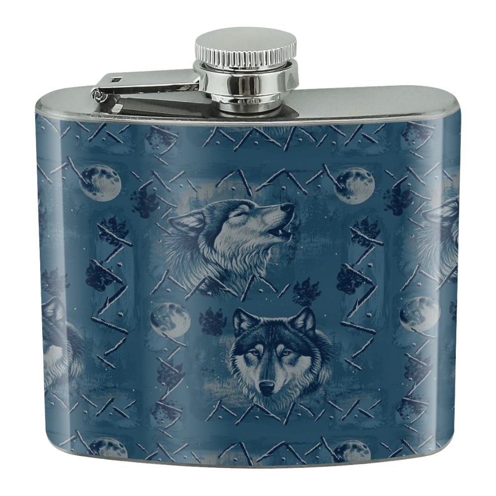 Wolf Wolves Wilderness Forest Southwestern Western Ice Blue Stainless ...