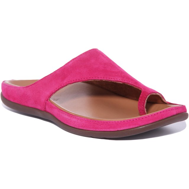 Strive Capri Women's Leather Mule Sandal With Toe Loop In Magenta Size ...