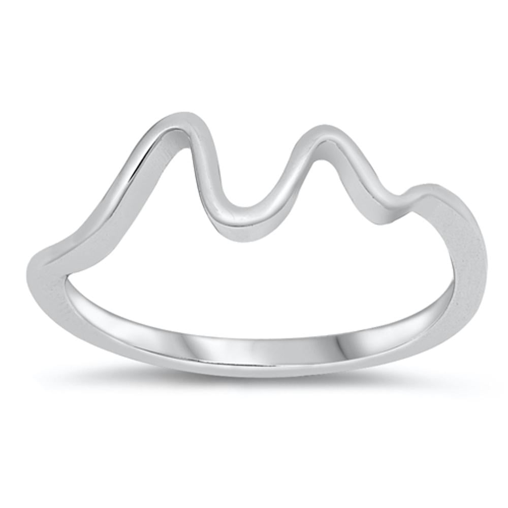 Thin Swirl Wave Ocean Tide Promise Ring .925 Sterling Silver Band Jewelry Female Male Unisex ...