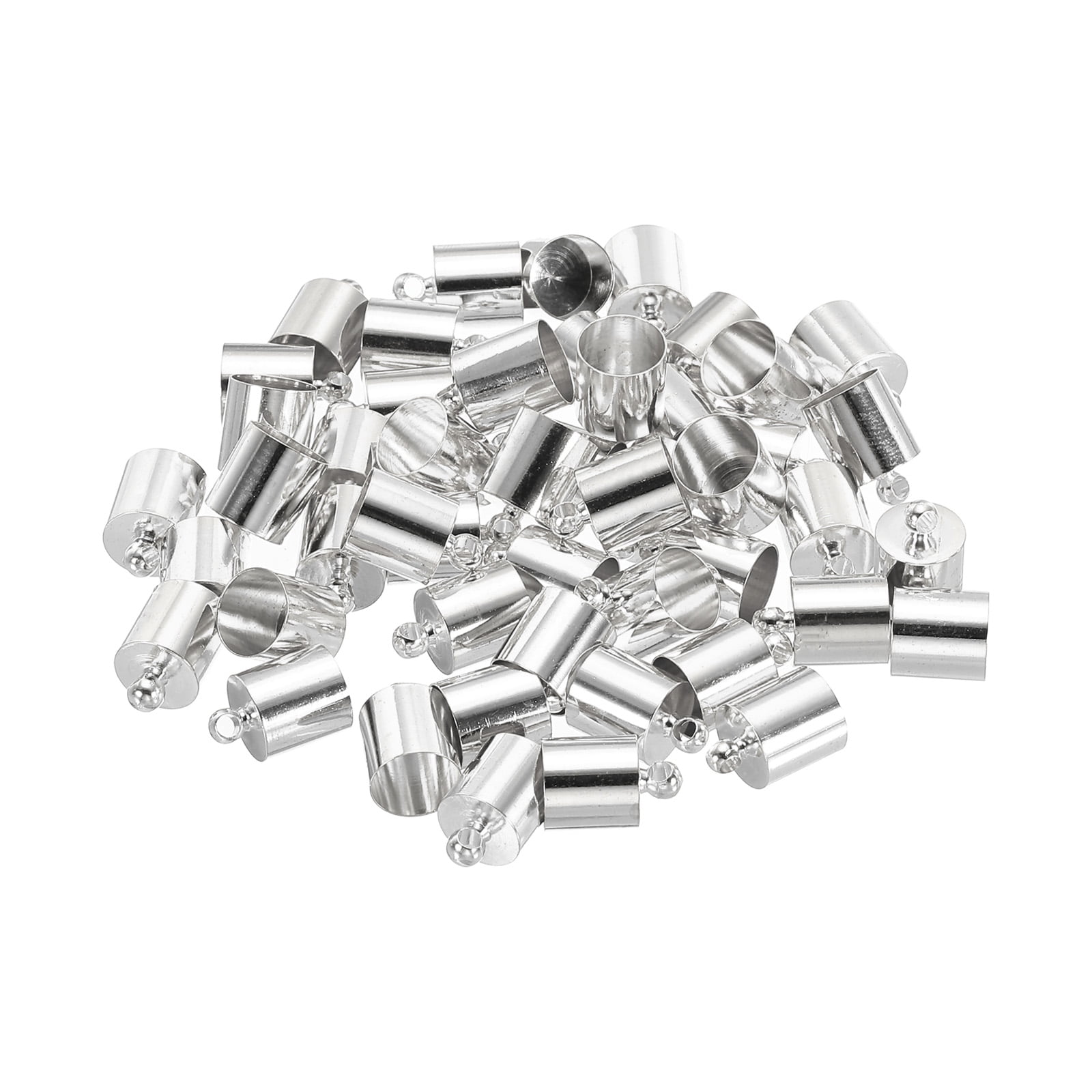 50Pcs Cord End Caps 7.5mm End Cap Barrel Beads Kumihimo End Caps Brass ...