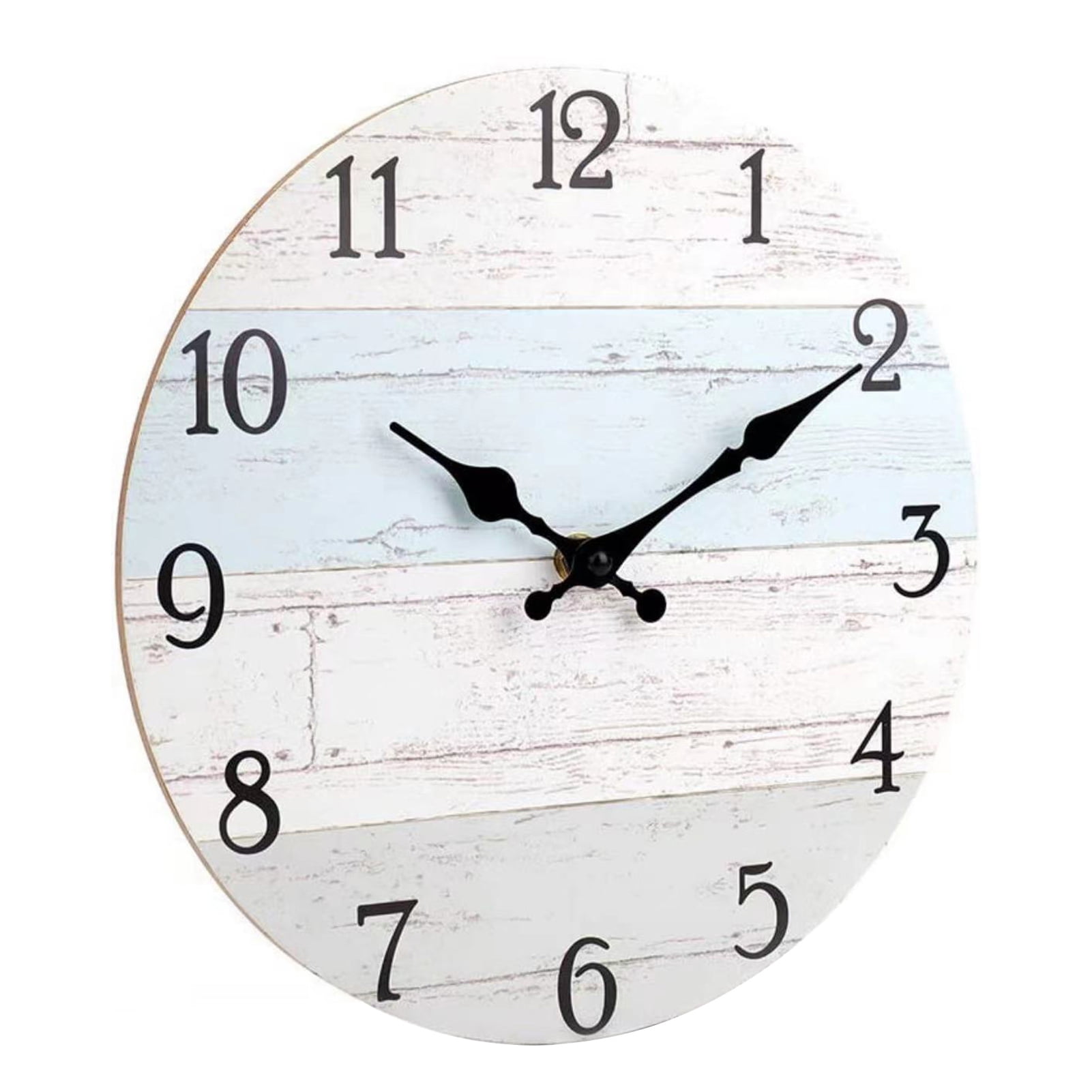 Bobasndm Wall Clock 10 Inch Rustic Wood Wall Clocks Battery Operated No ...